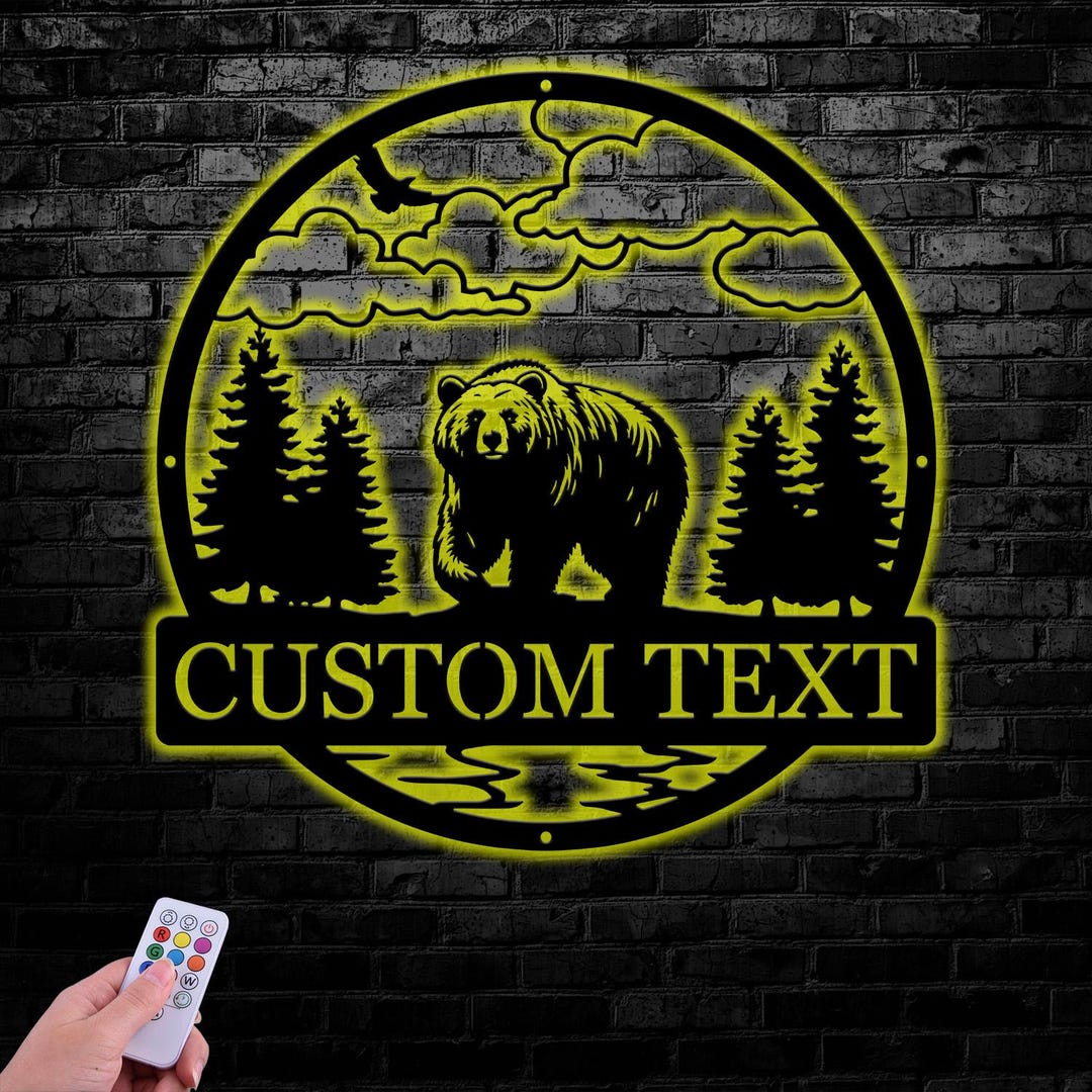 Custom Wilderness Bear Cabin Sign, Mountain Decor, Personalized Metal ...