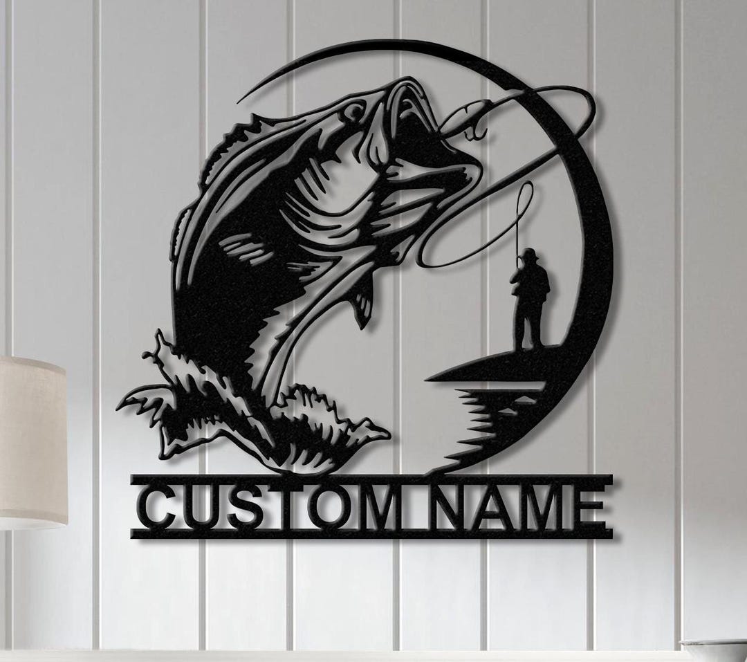Custom Fishing Metal Sign With Led Lights, Fish Name Sign, Personalized ...