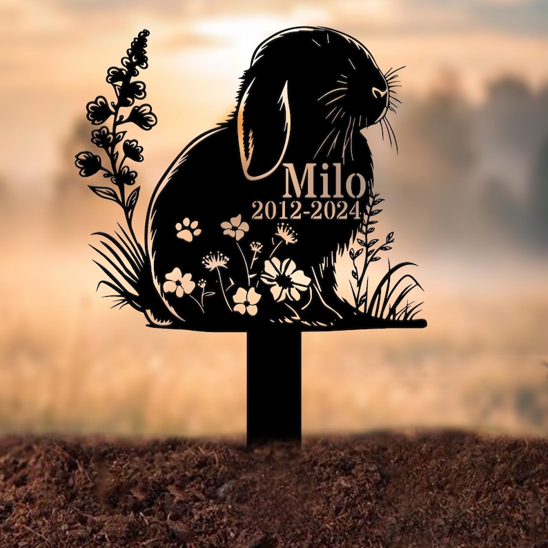 Custom Lop Rabbit Memorial Metal Stake - Bunny Loss Sympathy Sign, in ...