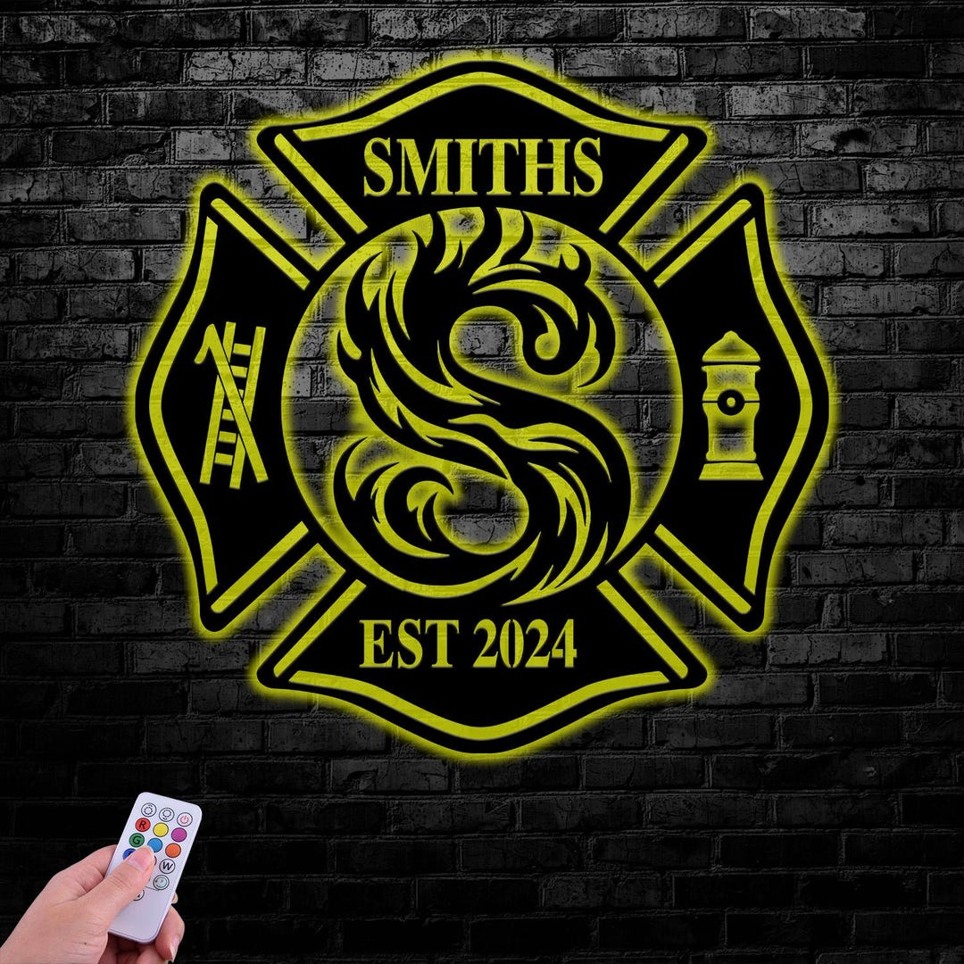 Personalized Fireman Metal Sign, Custom Maltese Cross Sign, Firefighter ...