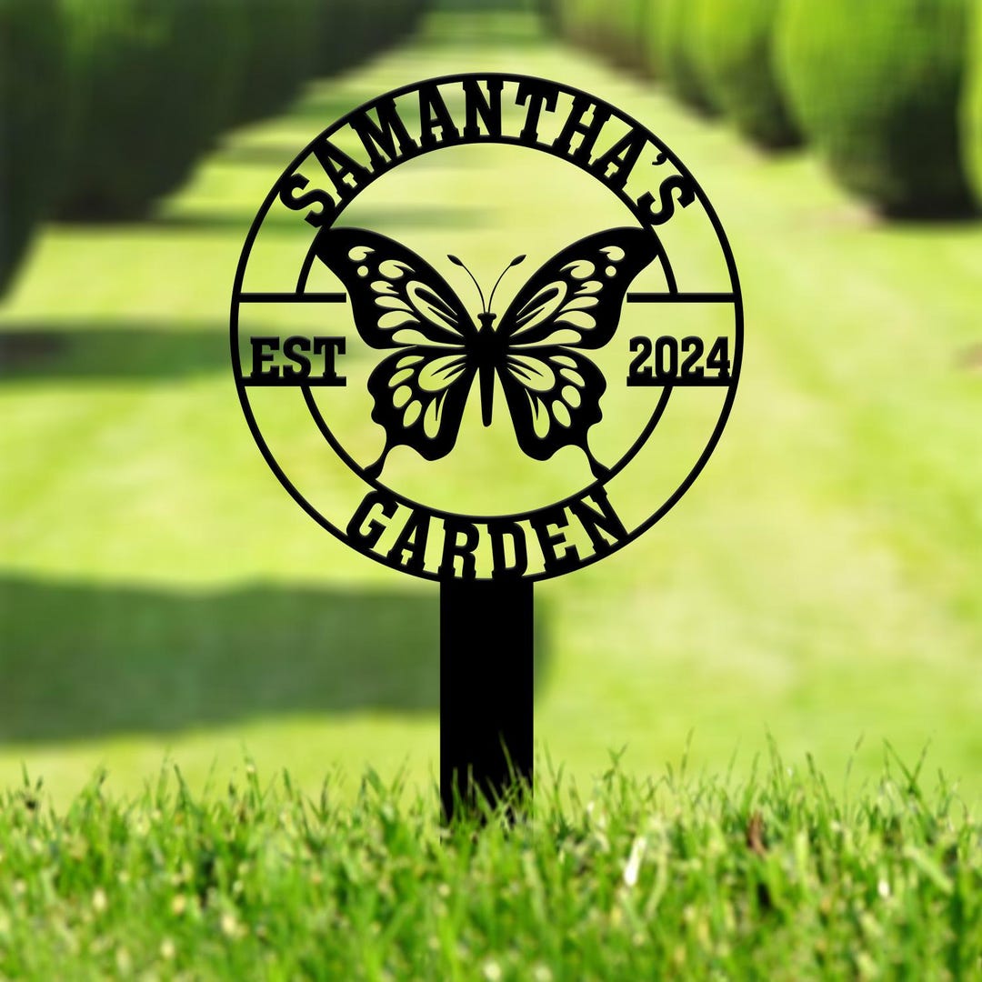 Custom Butterfly Garden Sign, Personalized Butterfly Garden Stake ...
