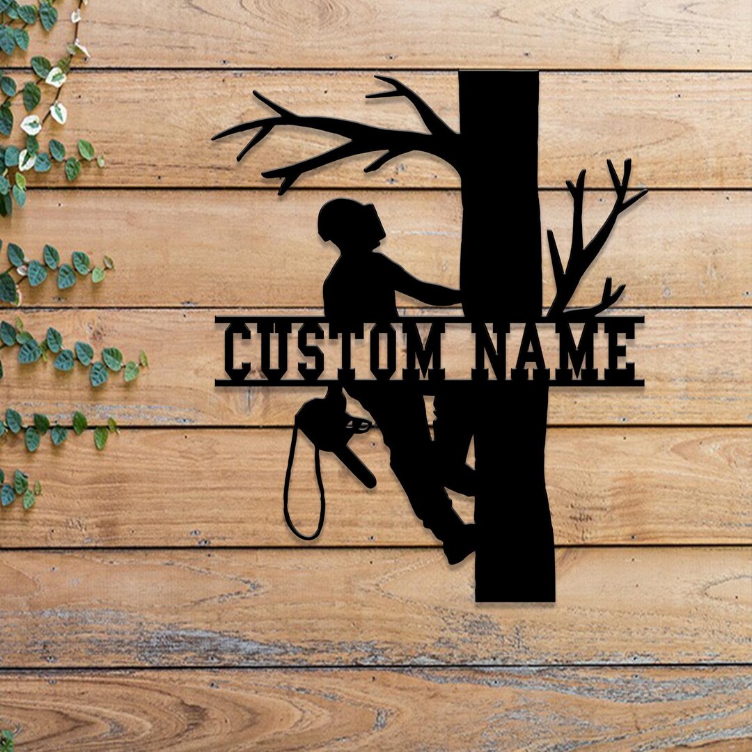 Personalized Tree Climbing Metal Wall Art With LED Lights, Arborist ...