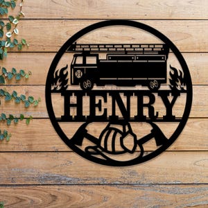 Custom Firefighter Name Sign, Personalized Metal Wall Art for ...