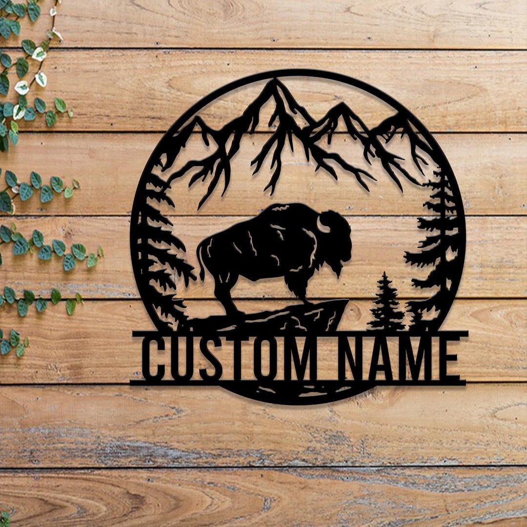 Custom Outdoor Bison Metal Sign With LED Lights – Personalized Buffalo ...