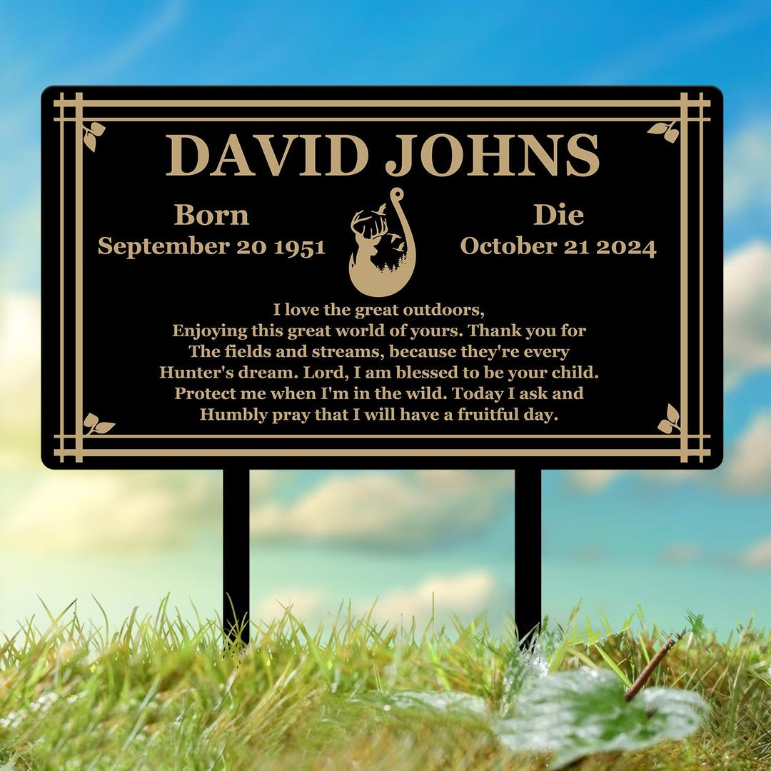Custom Hunting Memorial Stake - Cemetery Grave Marker, Fishing Memorial ...