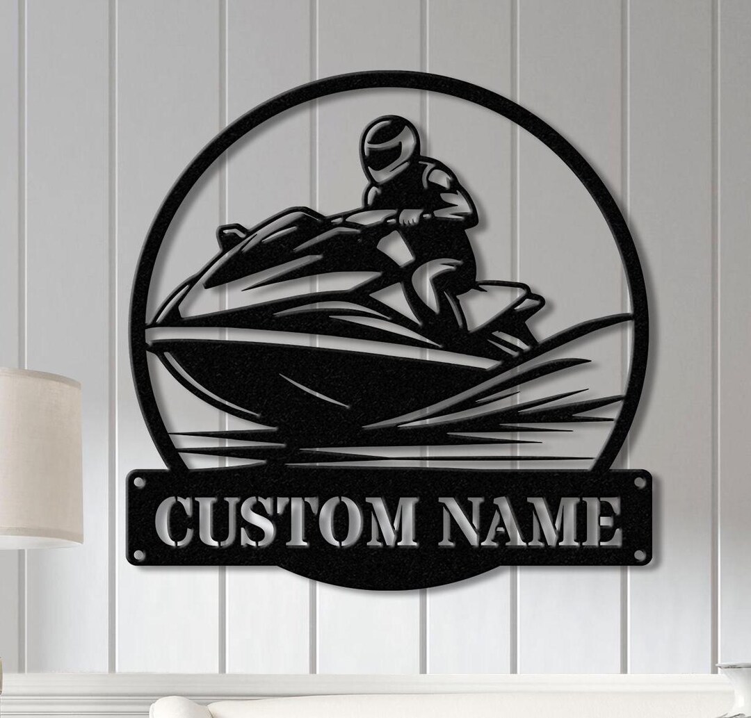Custom Jet Ski Metal Wall Art With LED Light, Personalized Jet Ski Name ...