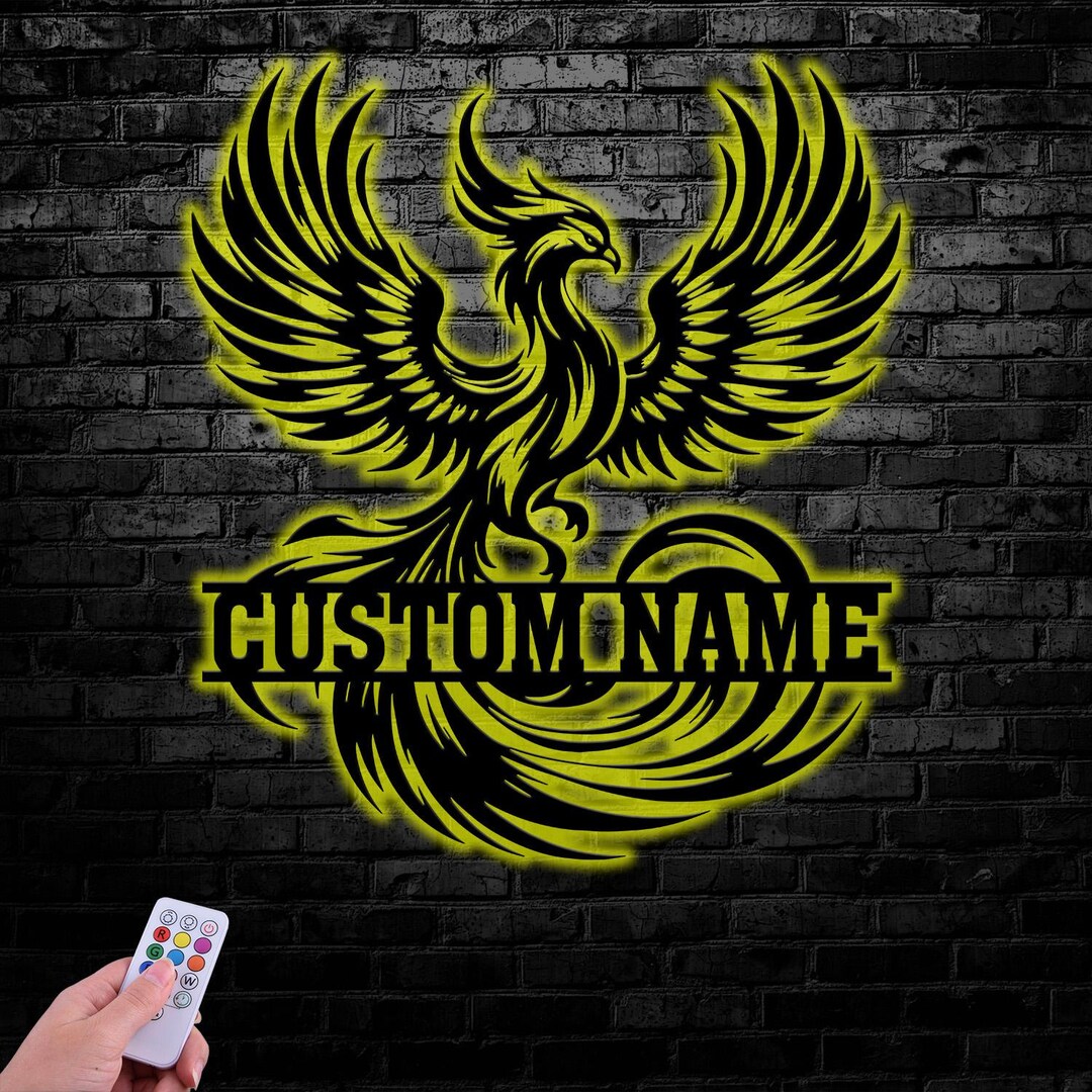 Custom Rising Phoenix Metal Sign With LED Lights, Personalized Phoenix ...