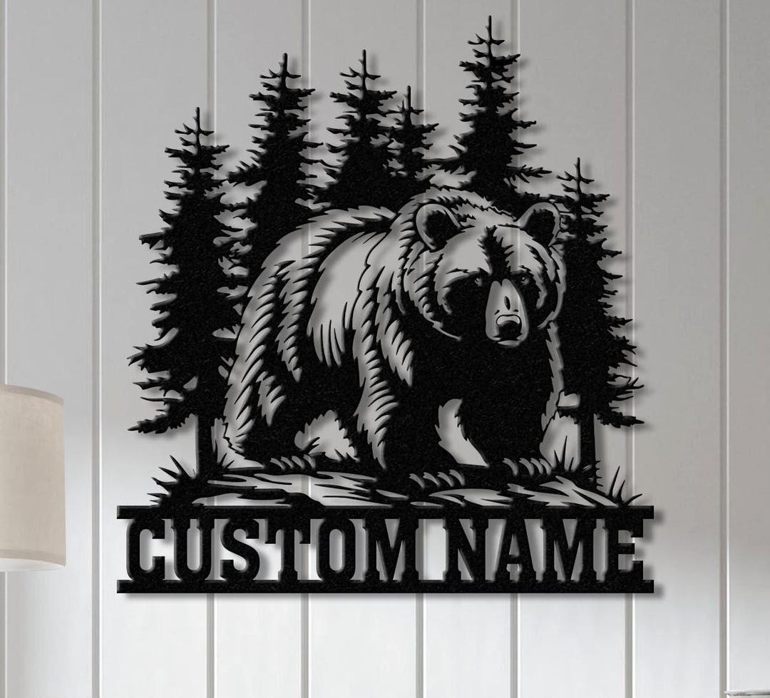 Personalized Metal Bear Sign, Bear Cabin Sign, Cabin Decor, Outdoor ...