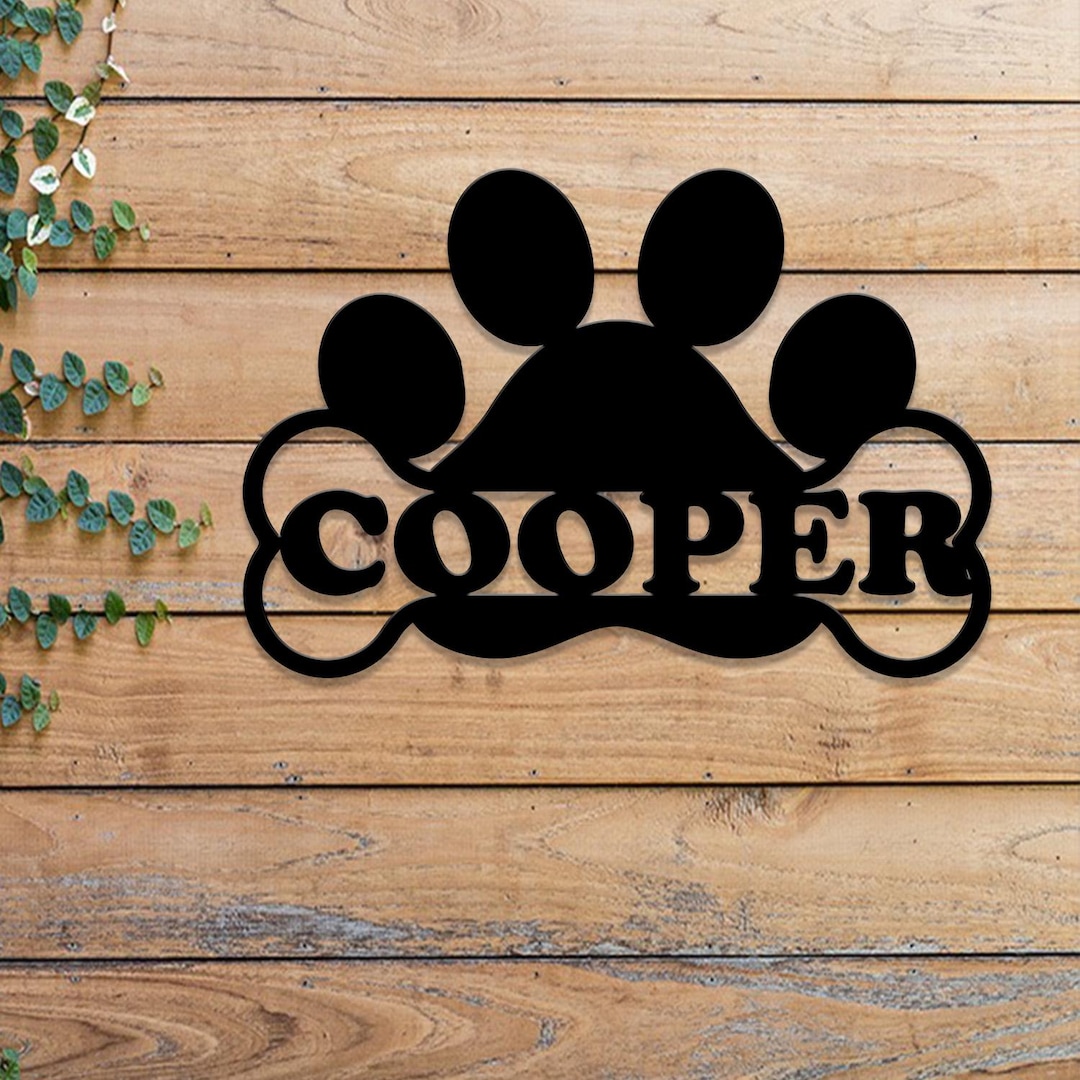 Pet Name Metal Sign, Dog House Name Plaque, Custom Dog Wall Sign, Pet ...