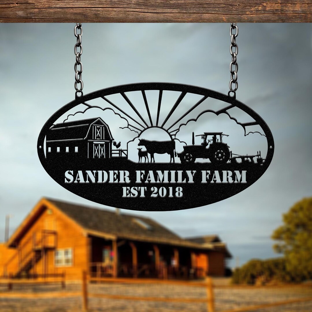 Personalized Metal Farm Sign | Custom Farmhouse Decor | Farm Name Sign ...