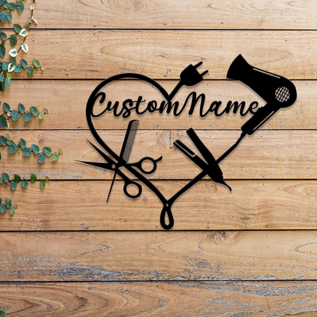 Personalized Hair Salon Metal Sign, Custom Hairstylist Wall Decor ...