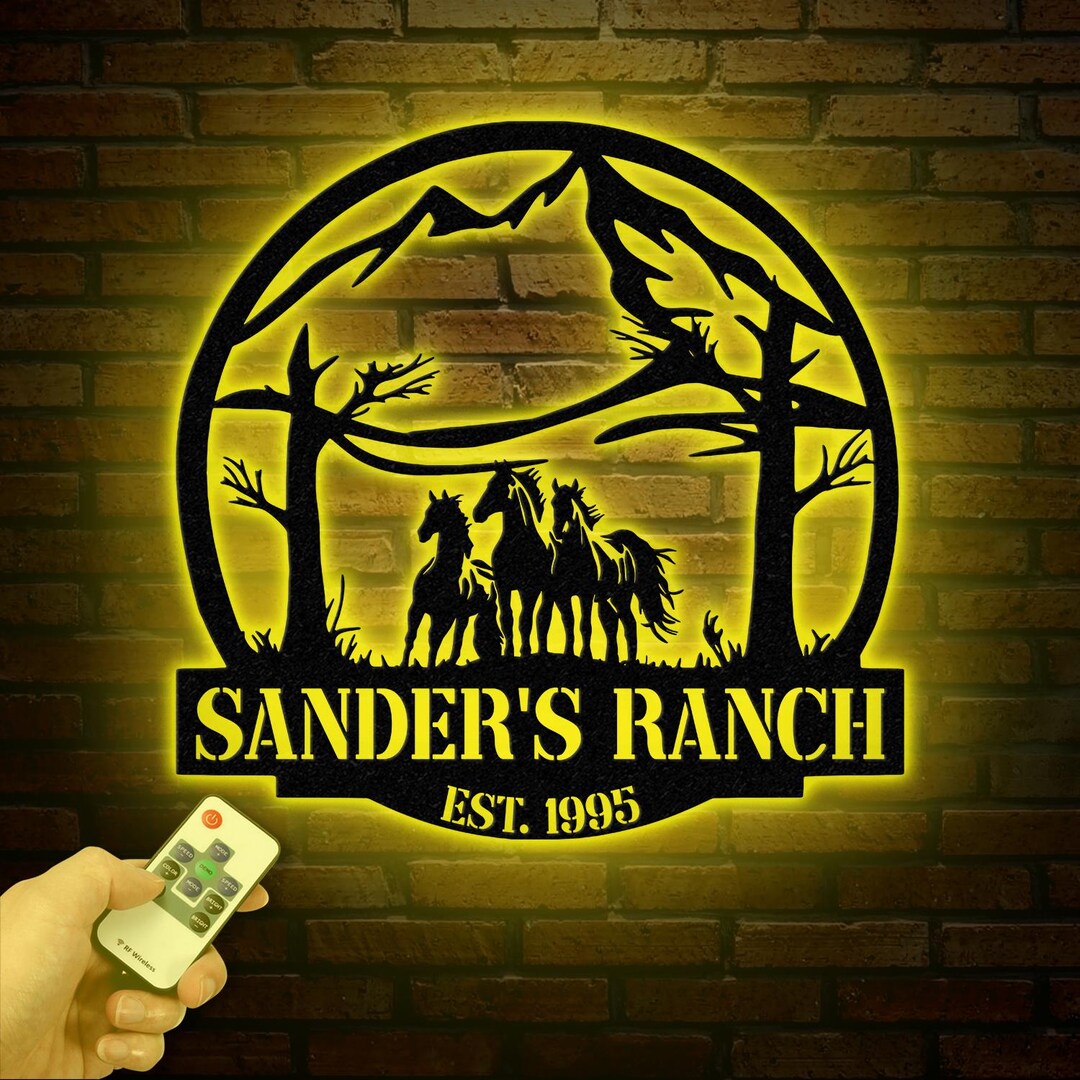 Custom Horse Ranch Sign, Personalized Metal Ranch Sign, Metal Hose Sign ...