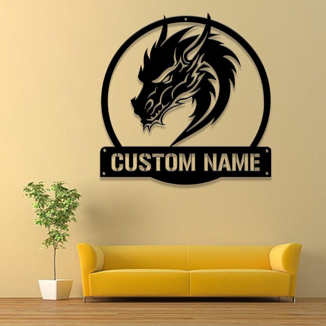 Custom Dragon Metal Art With LED Light, Dragon Name House Sign ...