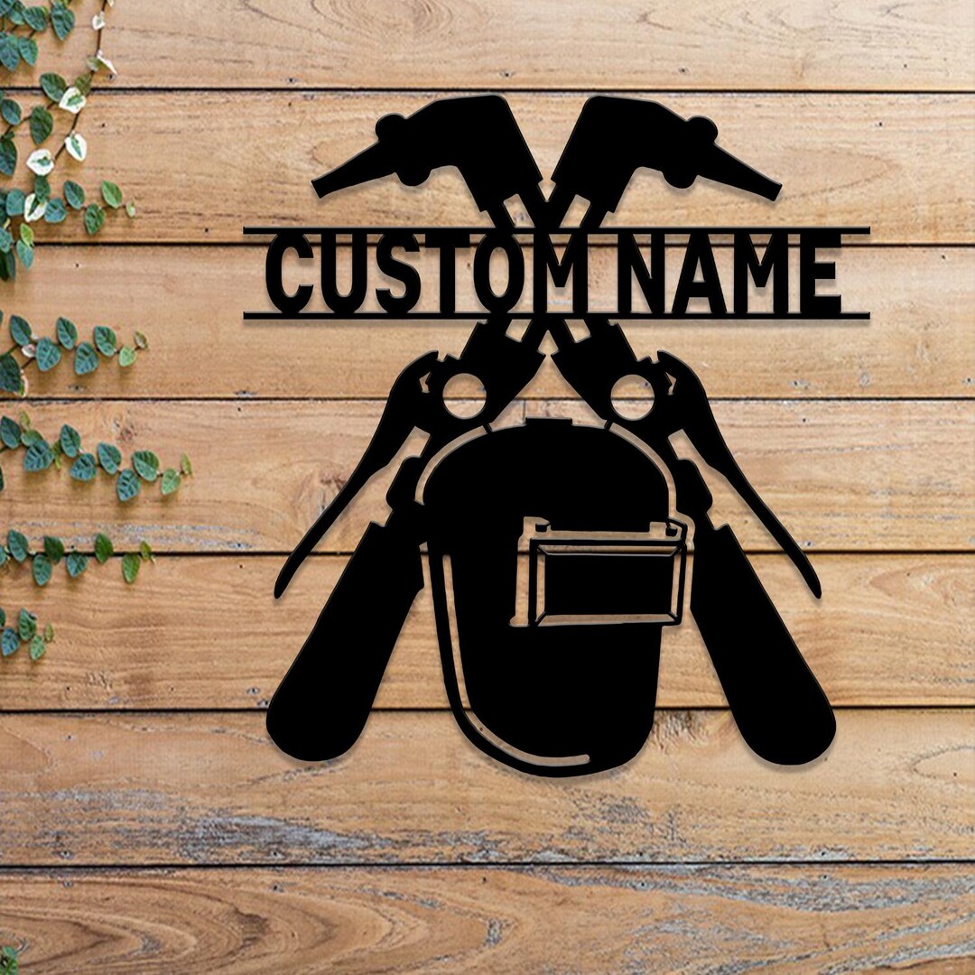 Personalized Welder Metal Sign With Led Light, Custom Mechanic Name ...