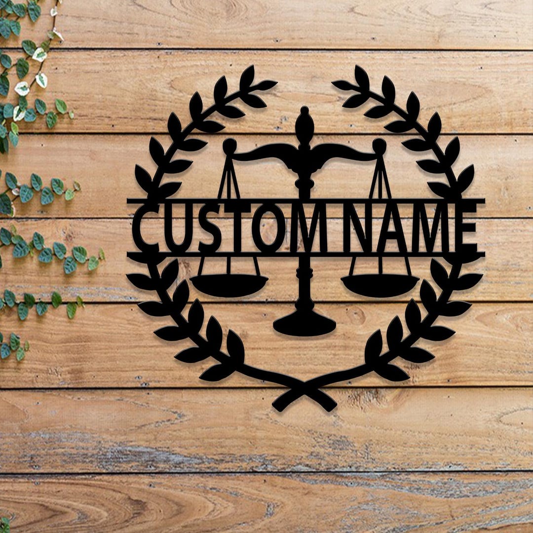 Custom Lawyer Metal Wall Art With LED Light - Attorney Sign & Scales of ...