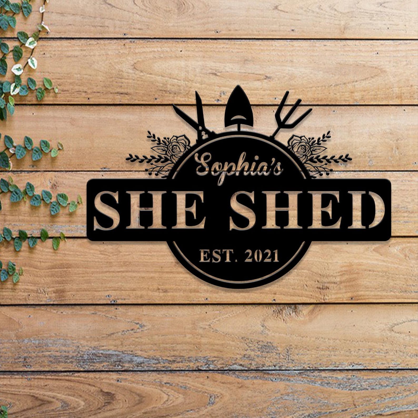 Welcome to She Shed Personalized Name Metal Sign, Gardening Shed Decor ...