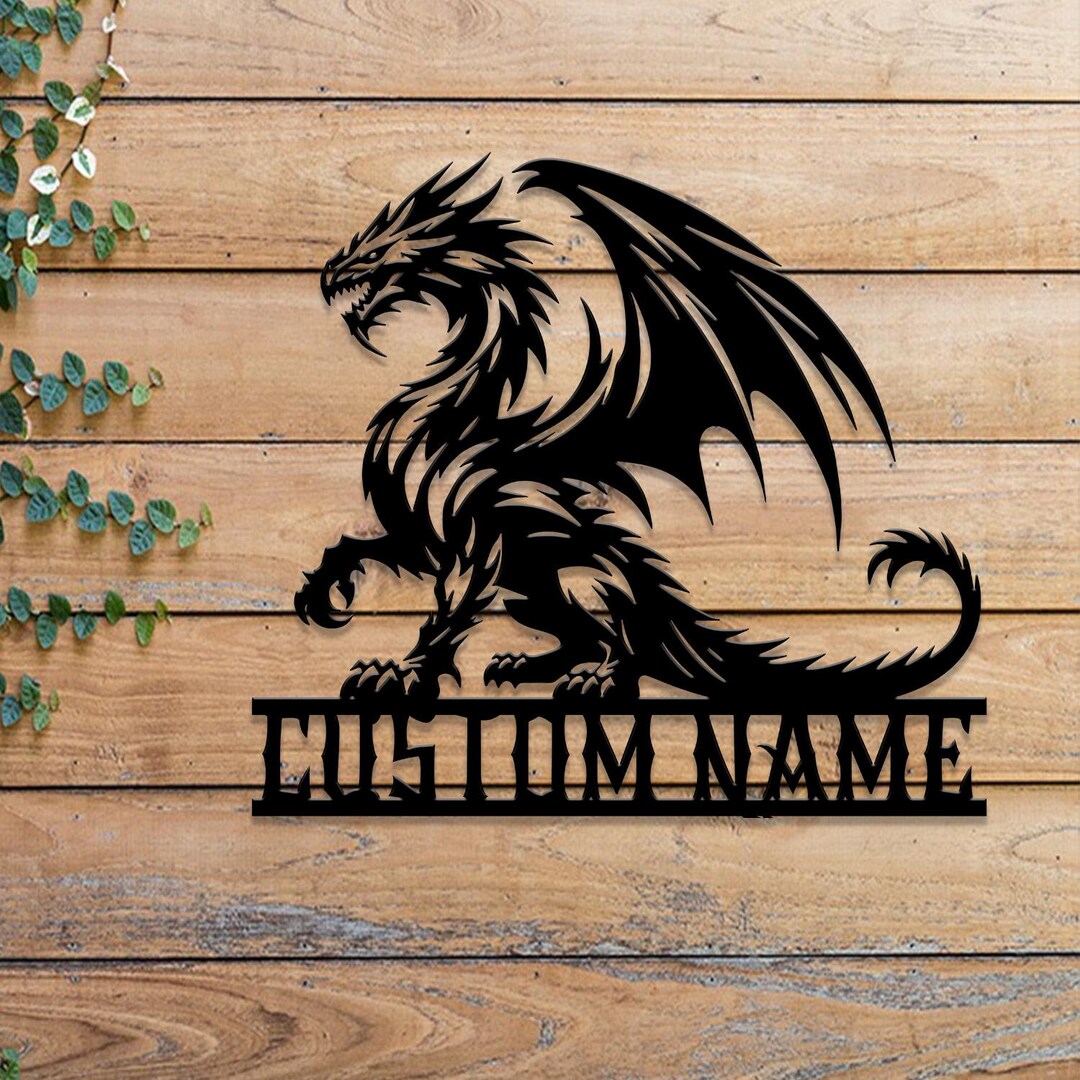 Custom Dragon Metal Art With LED Light, Personalized Dragon Name Sign ...
