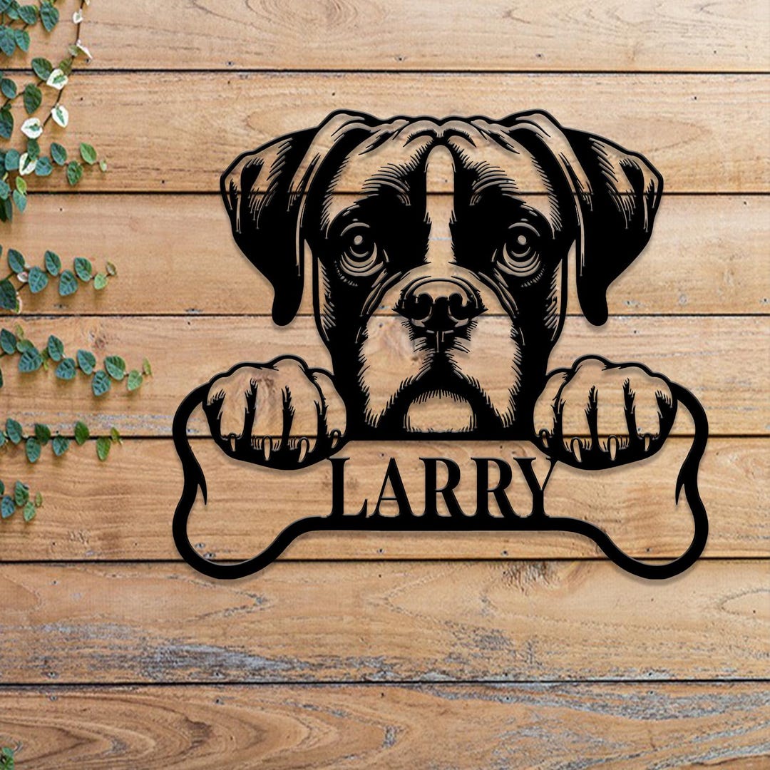 Custom Metal Boxer Sign With LED Light, Boxer Dog Name Gift, Gift for ...