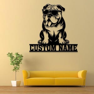 Custom Metal Bulldog Sign, Family Name Gift for Dog Lovers, Dog ...
