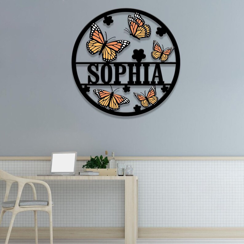 Custom Butterfly Name Metal Sign, Butterfly and Name Sign, Name Sign ...