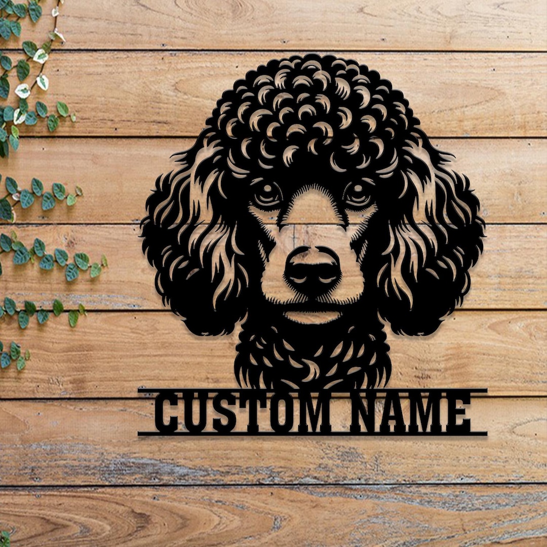 Custom Metal Poodle Sign With LED Light, Family Name Gift for Dog ...