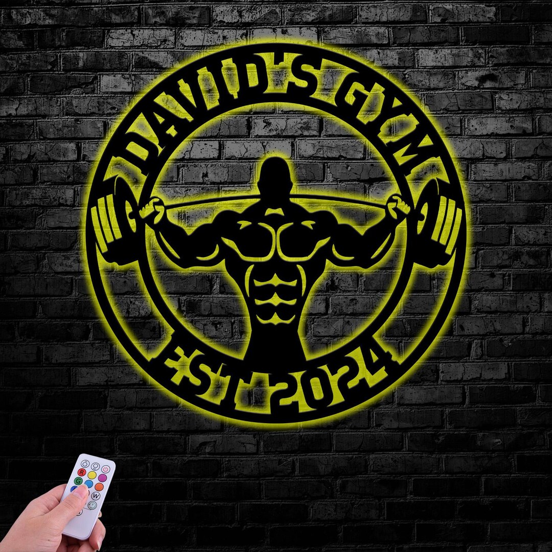 Custom Name Home Gym Metal Sign, Personalized Powerlifting Wall Art ...