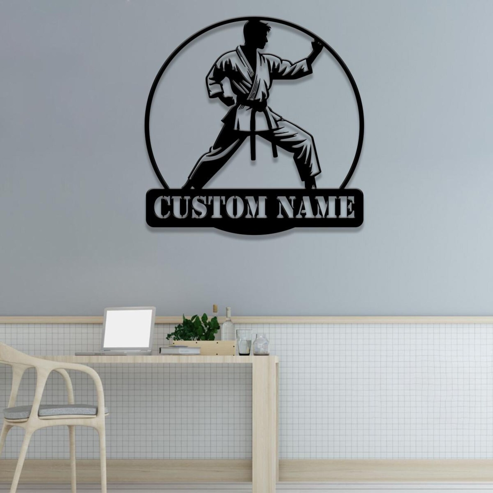 Personalized Boy Karate Metal Wall Art LED Light, Custom Martial Arts ...