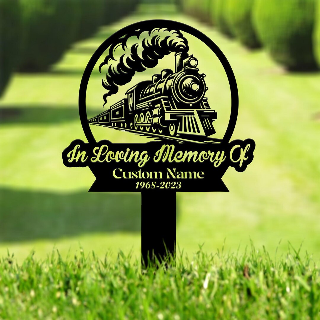 Custom Train Memorial Plaque Stake, Personalized Train Driver Grave ...