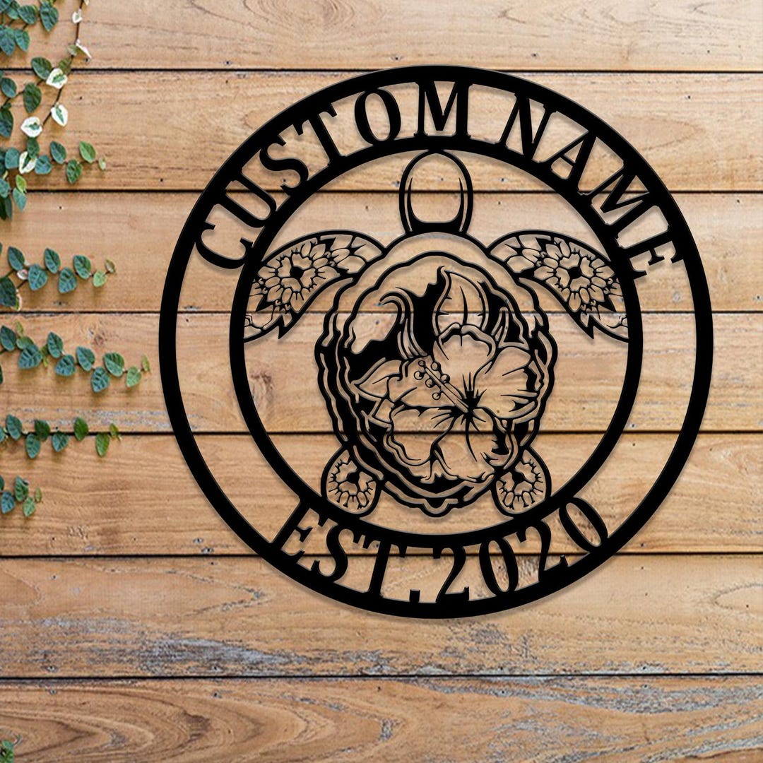 Custom Turtle Name Sign, Personalized Beach House Sign, Beach Sign ...
