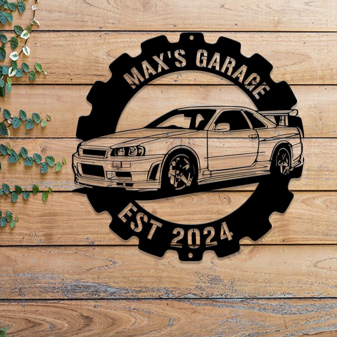 Custom Metal Car Garage Signs With LED Light, Personalized Metal Car ...