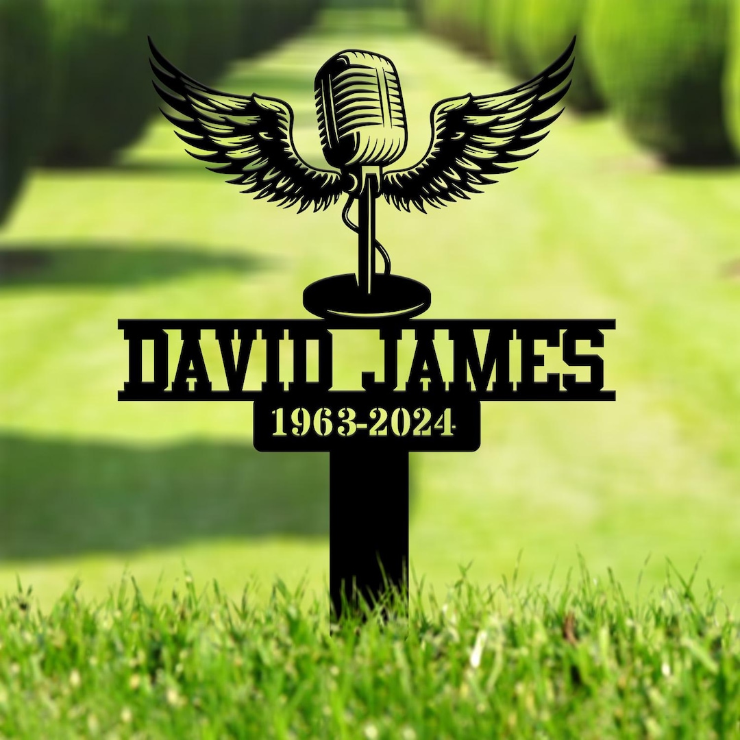 Custom Microphone Singer With Wings Memorial Stake, Personalized Singer ...
