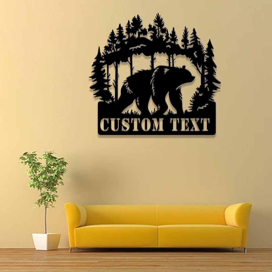 Custom Wilderness Bear Cabin Sign, Mountain Decor Personalized Metal ...