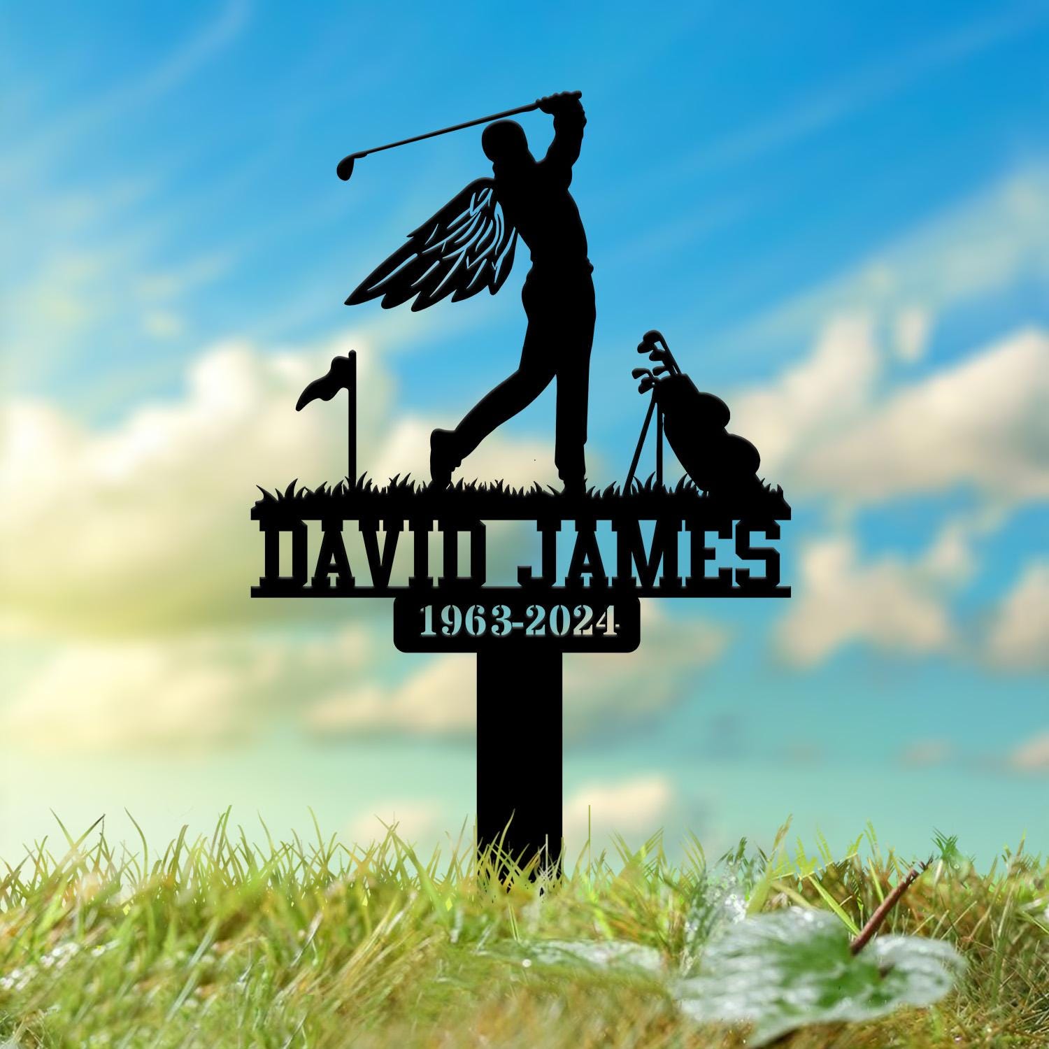 Personalized Golfing in Heaven Memorial Stake Metal, Golfer Memorial ...