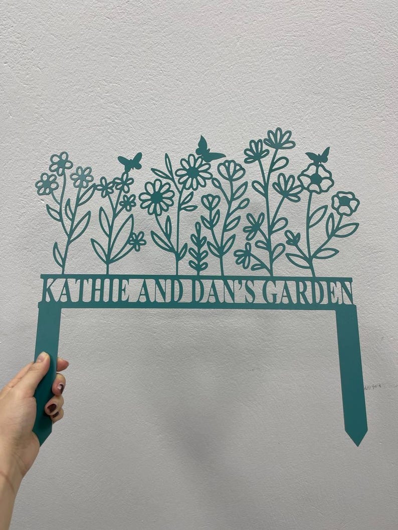 Personalized Garden Sign With Stake, Metal Flower Garden Sign, Custom ...