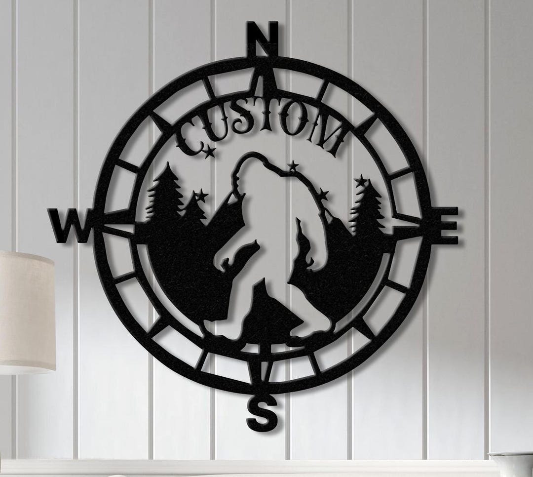 Personalized Bigfoot Compass Metal Wall Art With LED Light, Custom ...