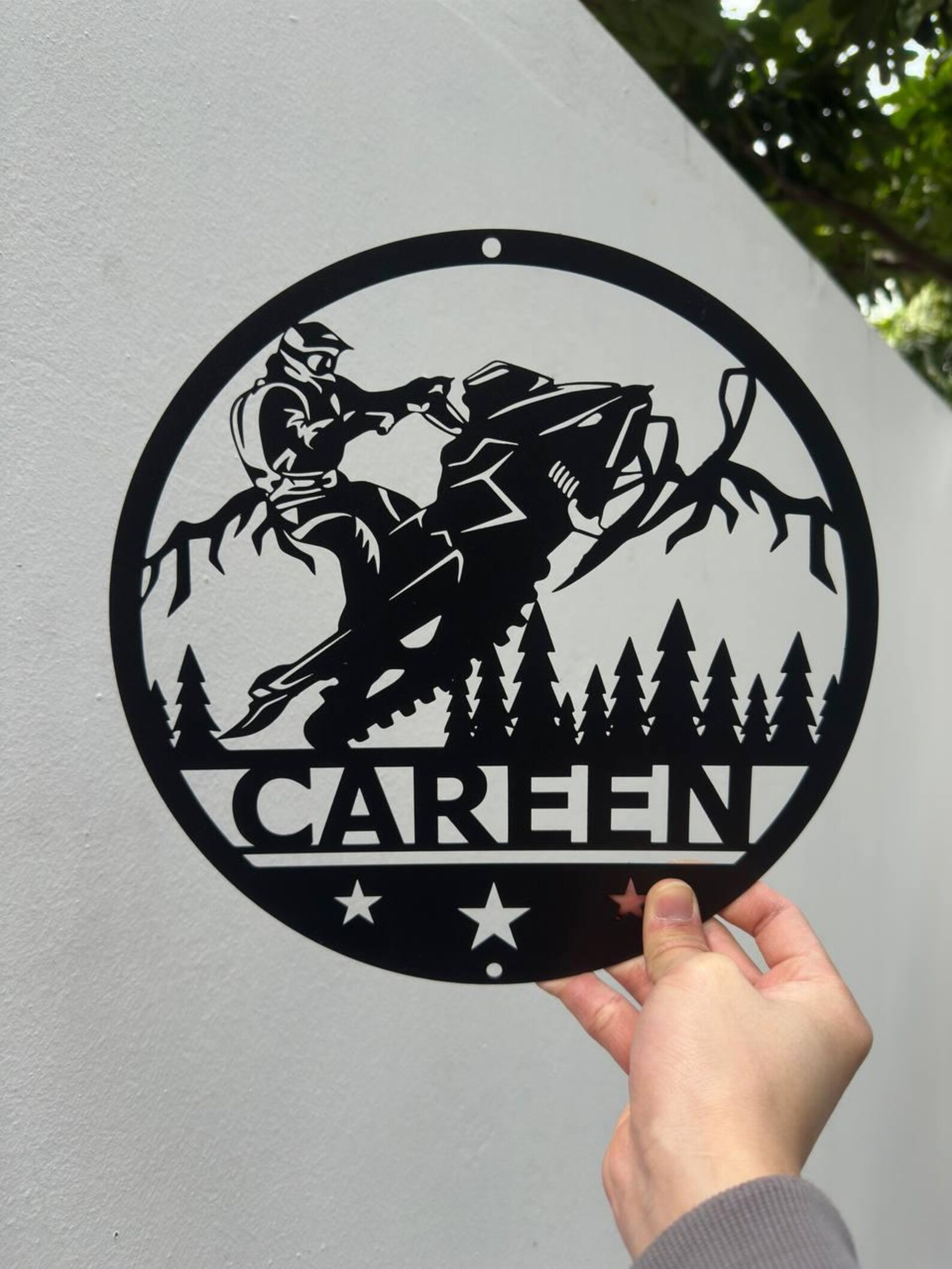 Personalized Snowmobile Metal Wall Art With LED Lights - Man Riding ...