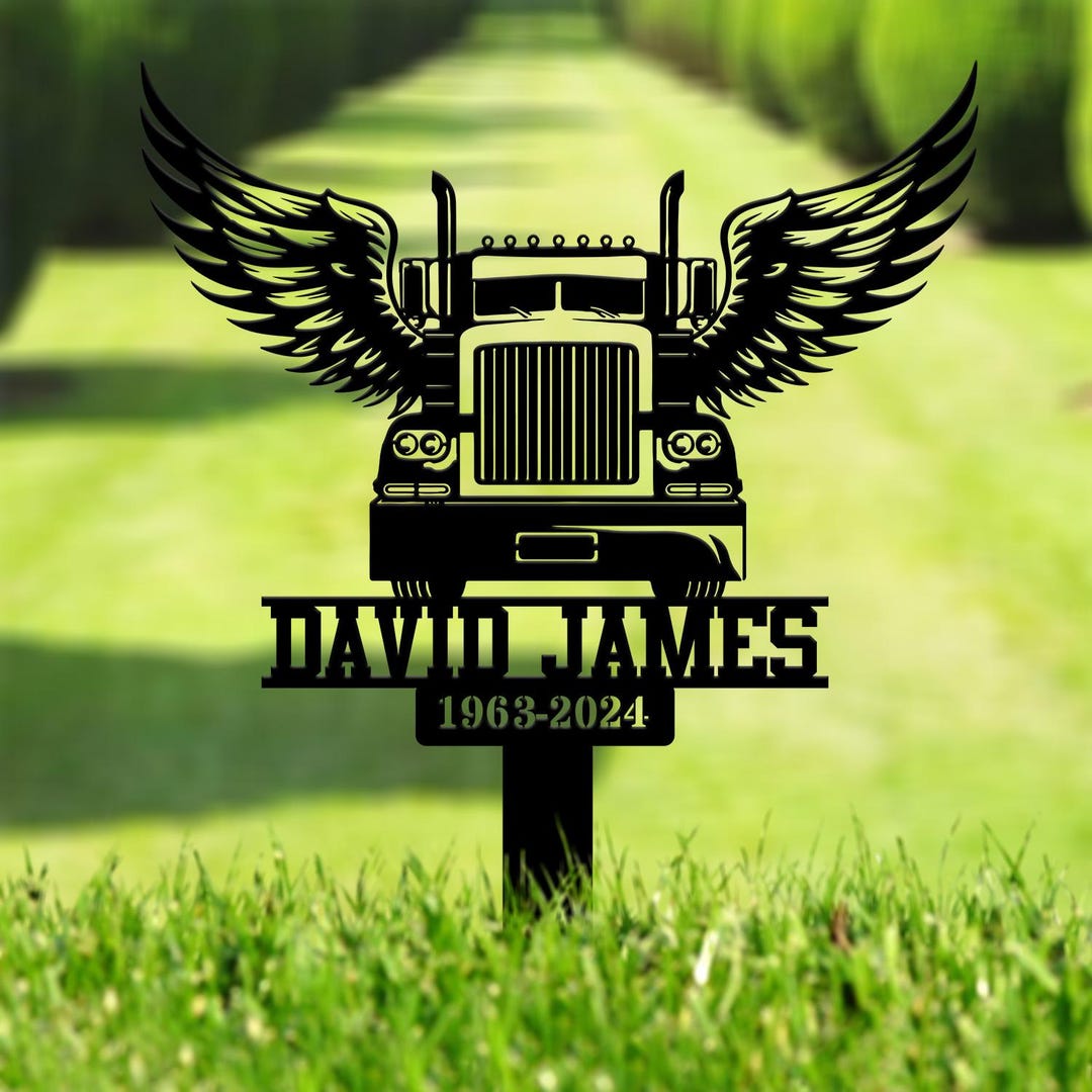Custom Semi Truck With Wings Memorial Plaque, Personalized Trucker ...
