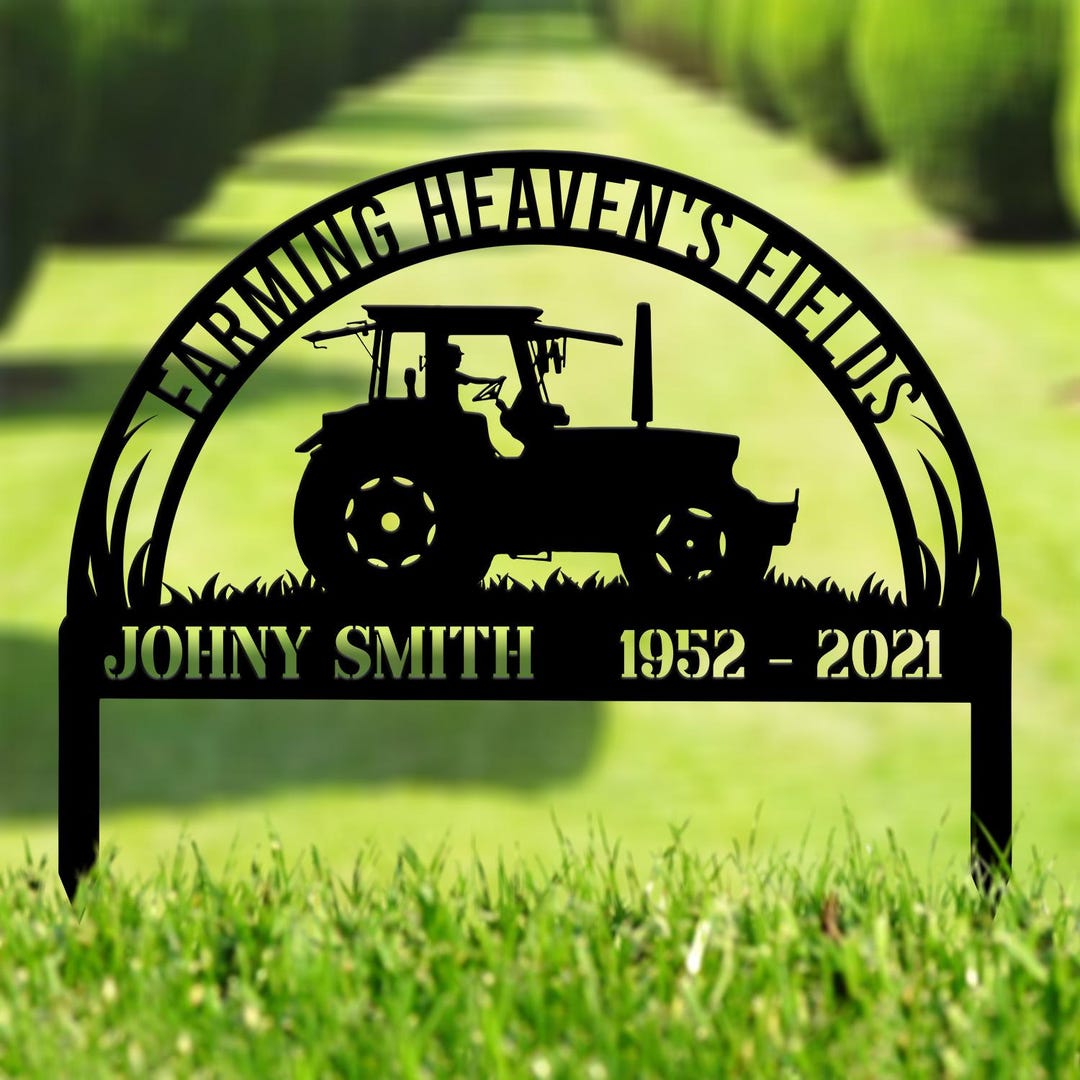 Custom Tractor Memorial Plaque Stake, Memorial Grave Marker, Tractor ...