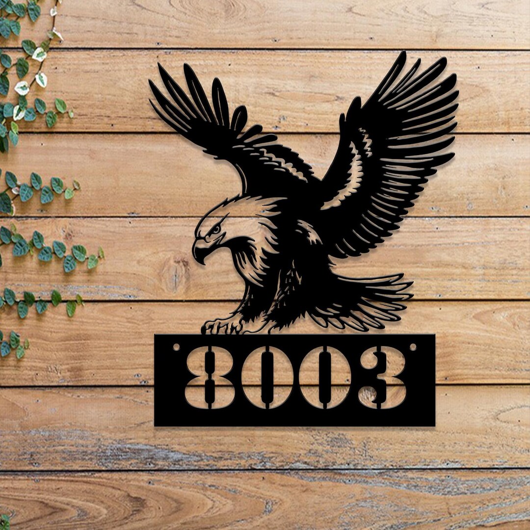 Custom Eagle Metal Address Sign House Number Hanging Address Plaque ...