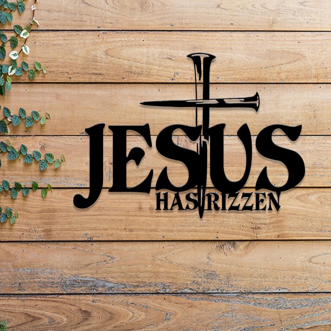 Jesus Has Risen Metal Wall Art With LED Light, Christian Line Art ...