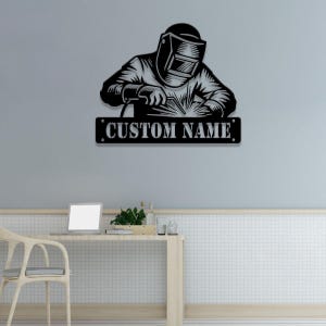 Personalized Welder Metal Sign With Led Light, Custom Mechanic Name ...