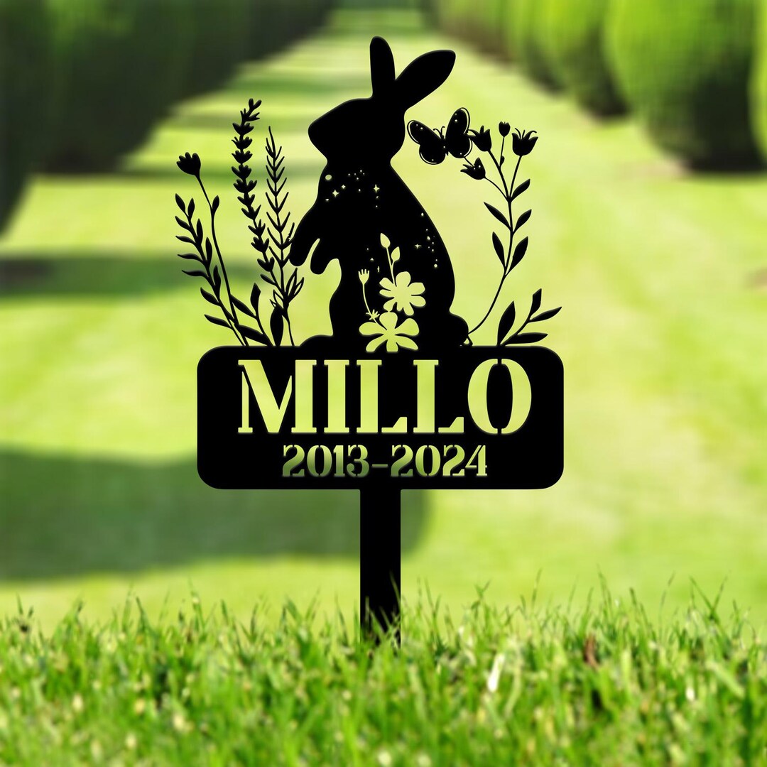 Personalized Rabbit Bunny Memorial Stake, Bunny Grave Marker, Metal ...