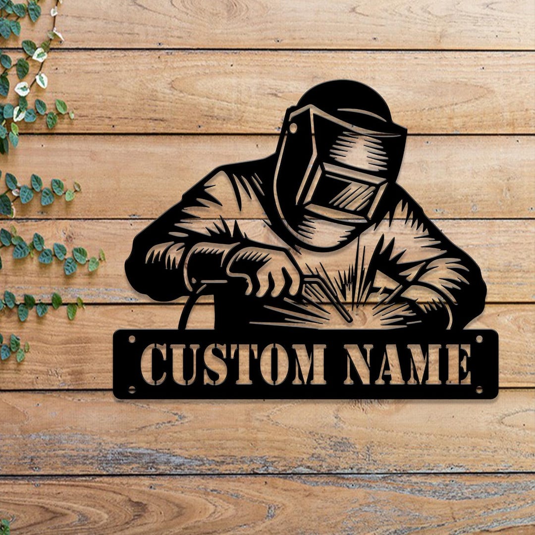 Personalized Welder Metal Sign With Led Light, Custom Mechanic Name ...
