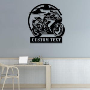 Custom Motorcycle Sign With LED Lights - Motorbike Metal Wall Art ...