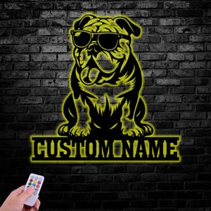 Custom Metal Bulldog Sign, Family Name Gift for Dog Lovers, Dog ...