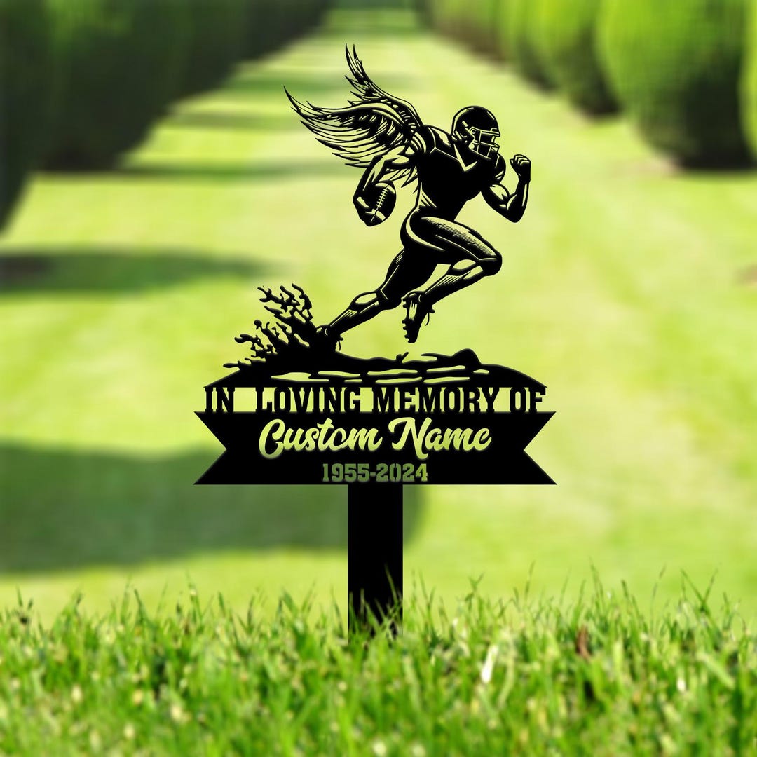 Custom Football Player Memorial Plaque Stake, Personalized Football ...