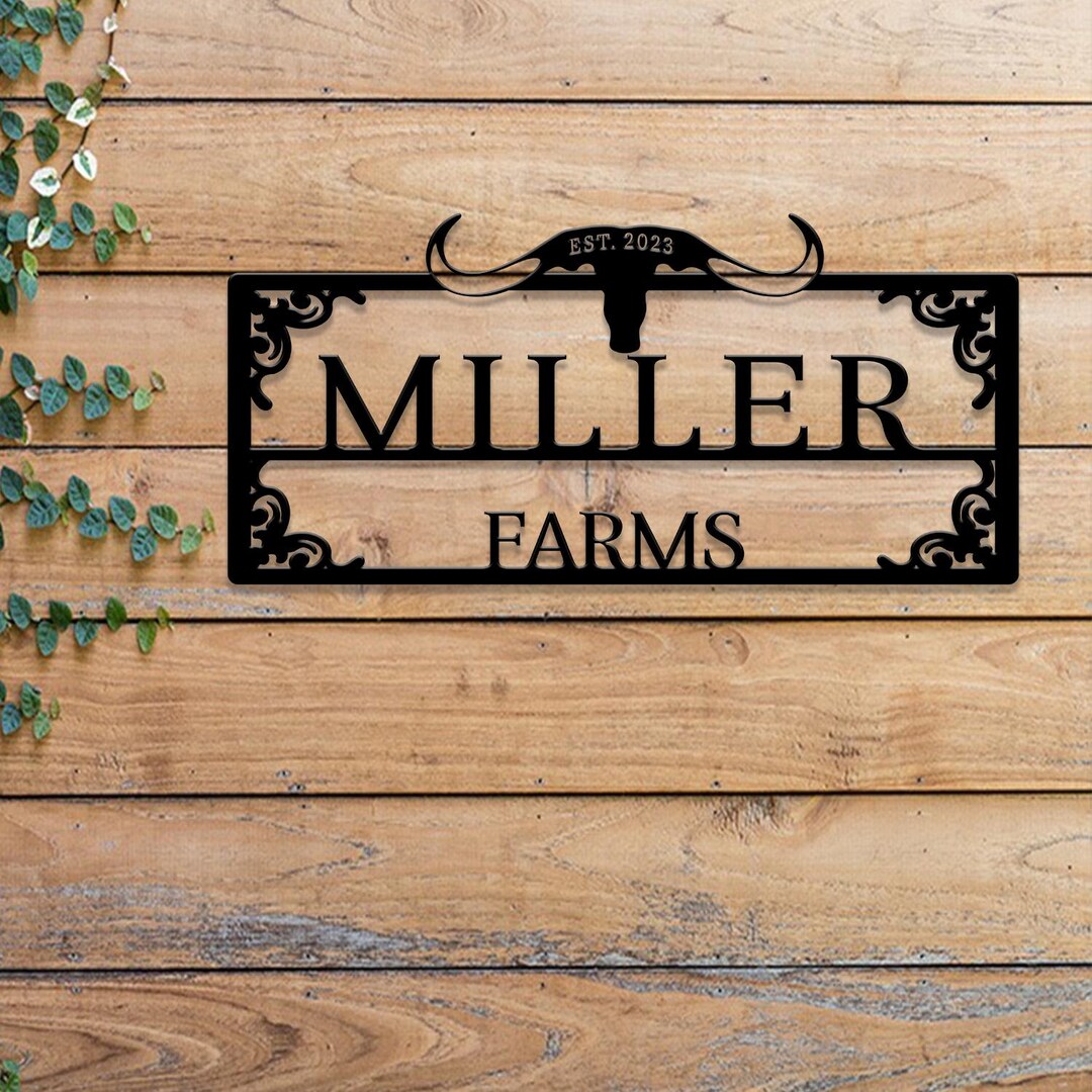 Custom Metal Ranch Sign, Personalized Family Name Barn Sign, Metal Farm ...