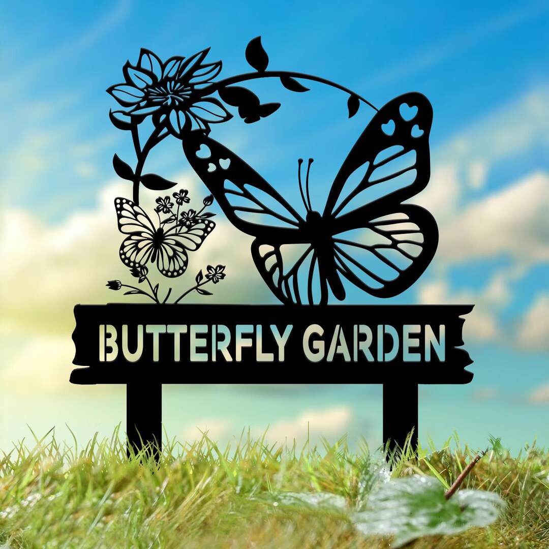 Personalized Butterfly Garden Sign, Custom Metal Garden Stake, Gardener ...