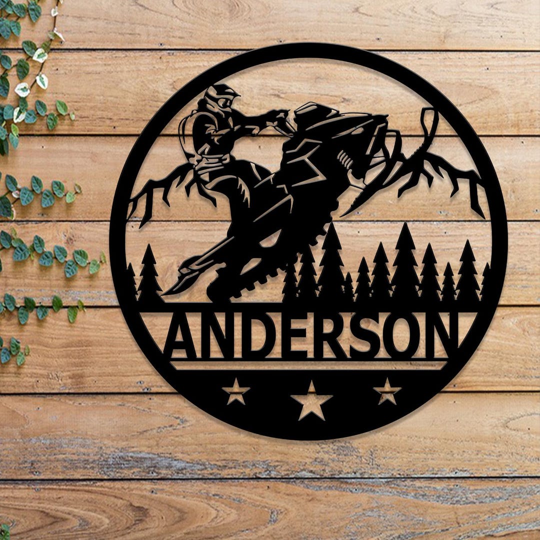 Personalized Snowmobile Metal Wall Art With LED Lights - Man Riding ...