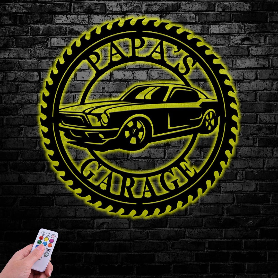 Custom Muscle Car Garage Sign With LED Light, Personalized Metal Car ...